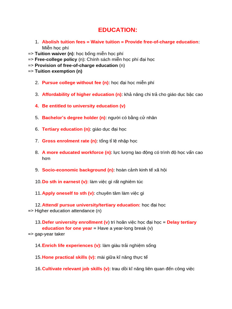 Topic Specific Vocabulary | PDF