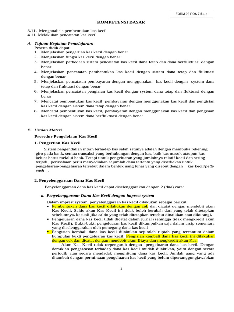 Modul Kas Kecil | PDF