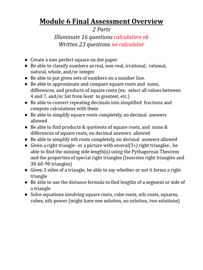 Module 6 Math Assessment Guide | PDF | Teaching Methods & Materials ...