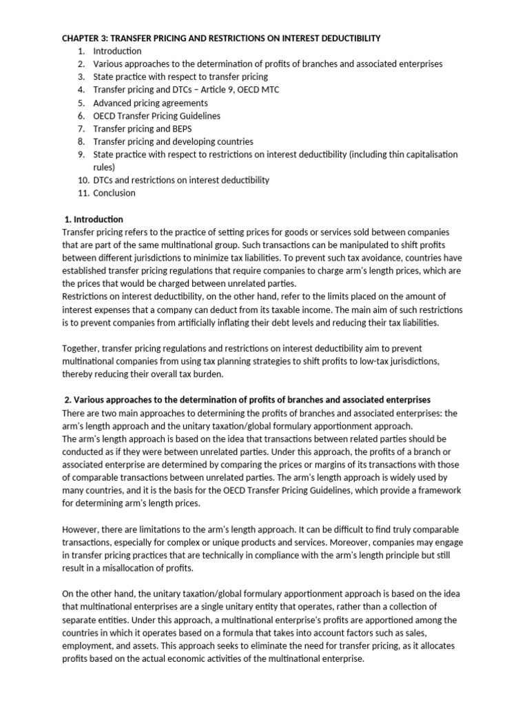 Chapter 3 - Transfer Pricing | PDF | Tax Deduction | Taxes