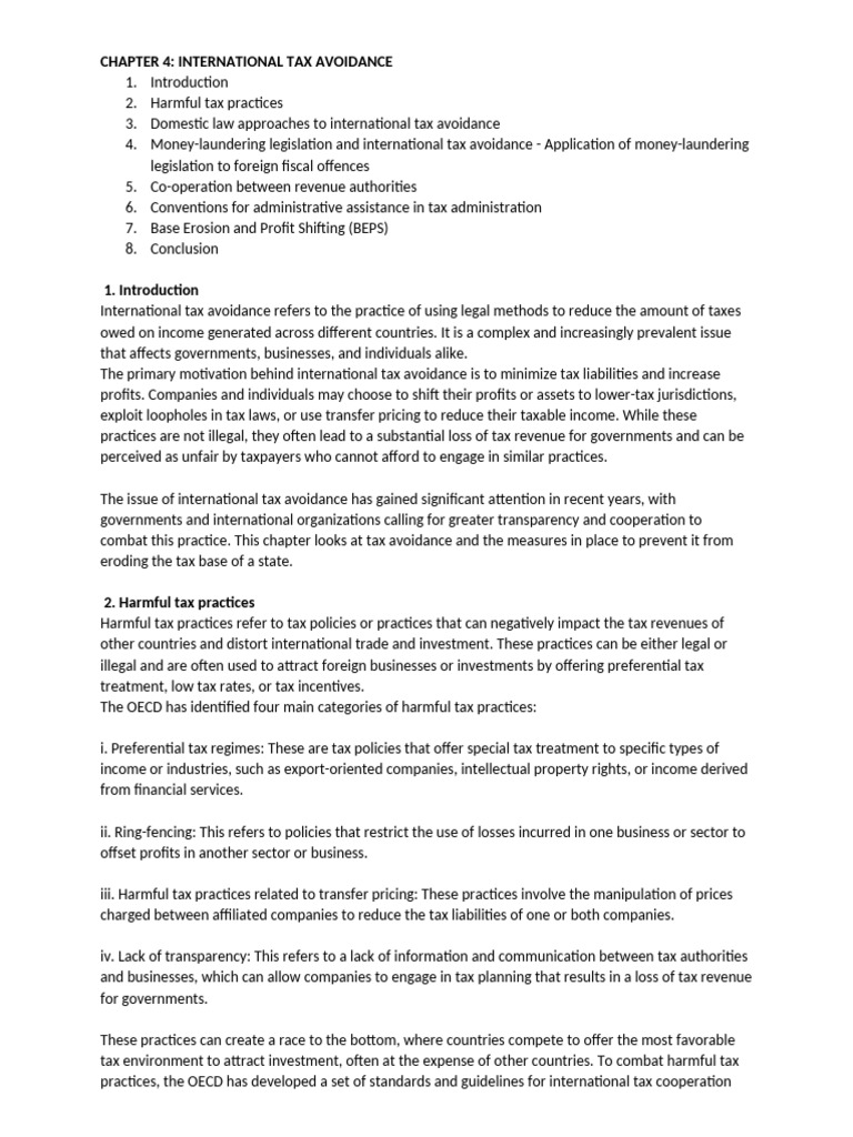 International Tax Avoidance Strategies | PDF | Taxes | International ...