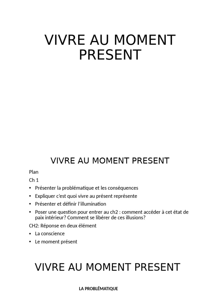 Vivre l'instant présent : Guide pratique | PDF