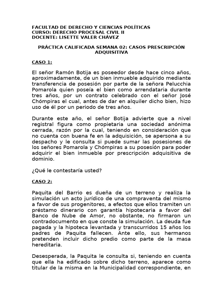 Práctica Calificada Semana 02 | PDF