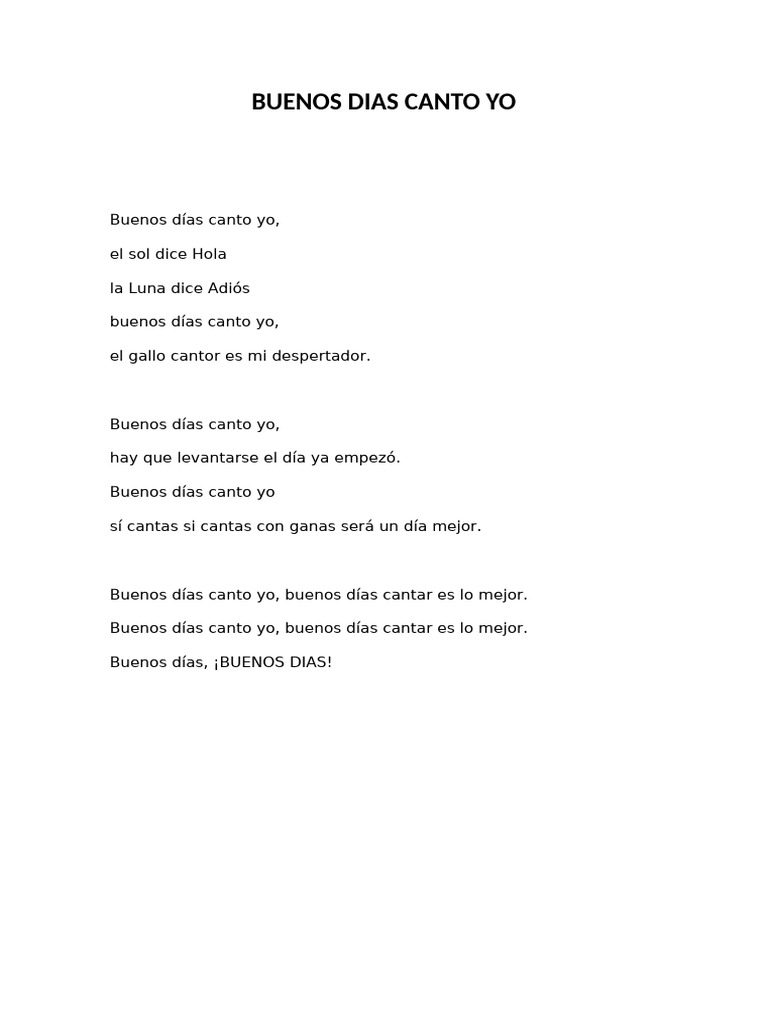 Buenos Dias Canto Yo | PDF