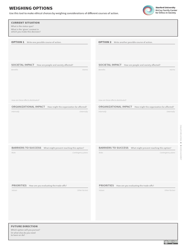 Ethics Toolkit Weighing Options Tool Fillable V1 | PDF | Risk | Social ...