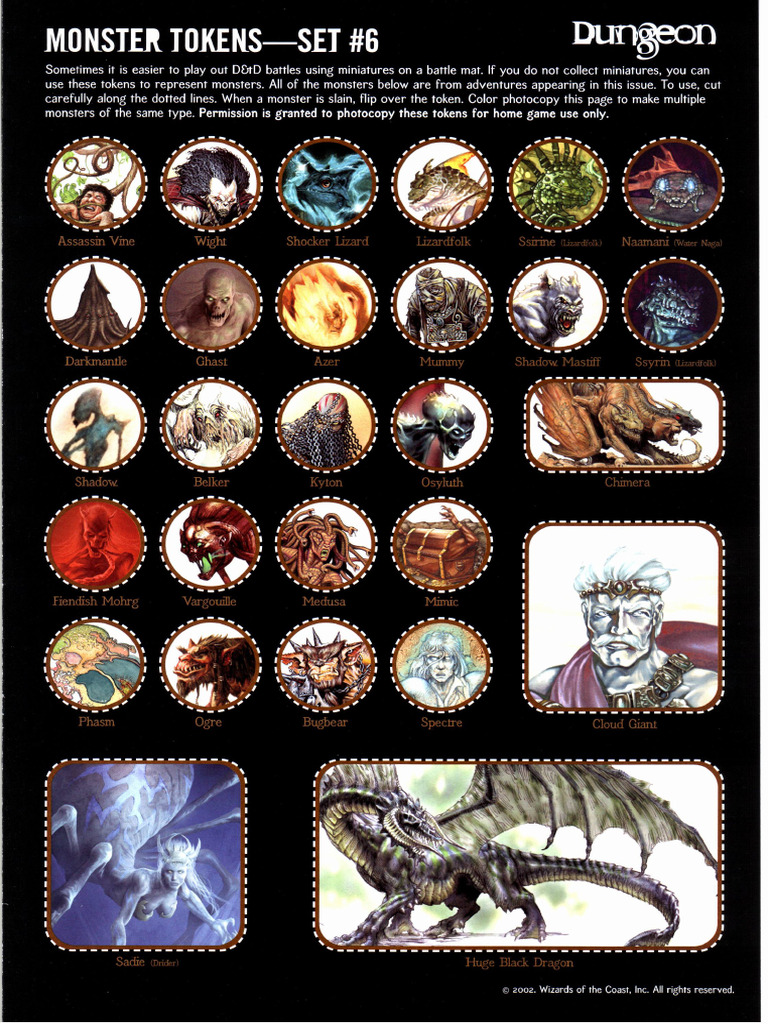 Wizards of The Coast - Dungeon Magazine - Monster Token Set 6 | PDF