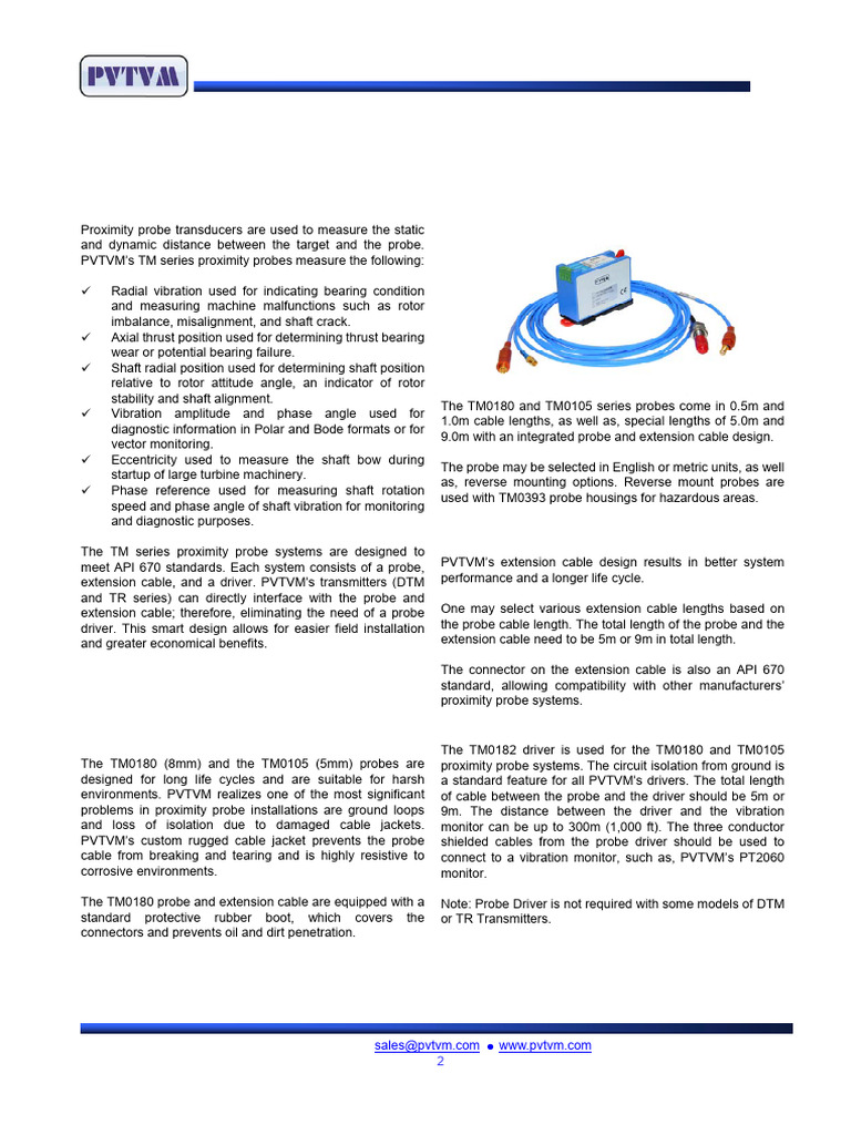 TM0105 Proximity Probe Overview | PDF | Electrical Connector | Bearing ...