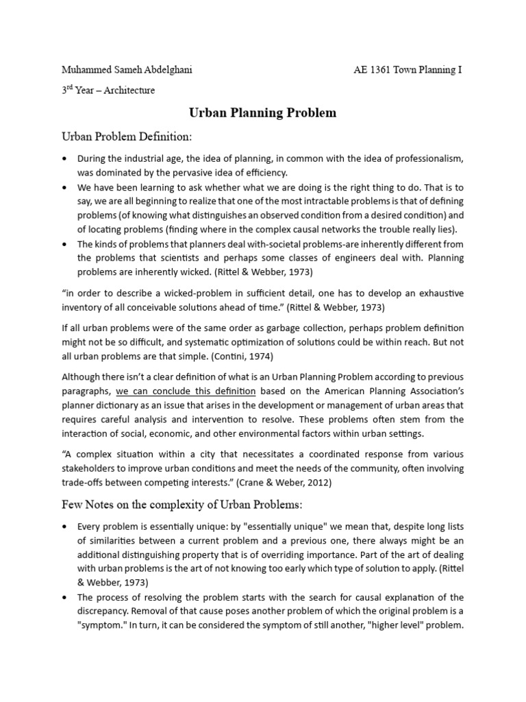 Urban Problem Task 1 | PDF | Urban Planning