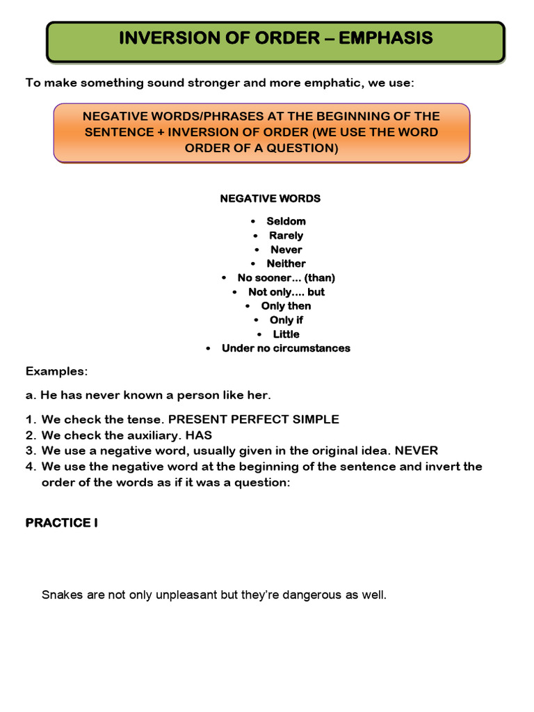 2024 Inversion of Order - Emphasis | PDF | Linguistic Morphology ...