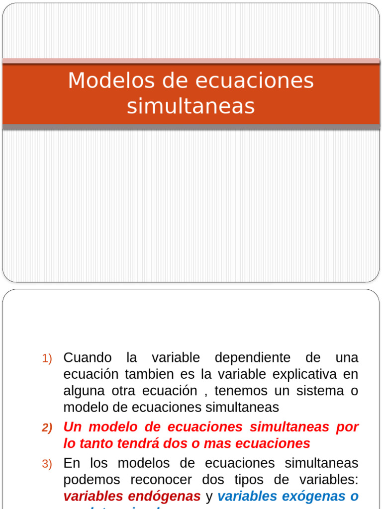 Modelos de Ecuaciones Simultaneas (16V) | PDF | Ecuaciones | Variable (Matemáticas)
