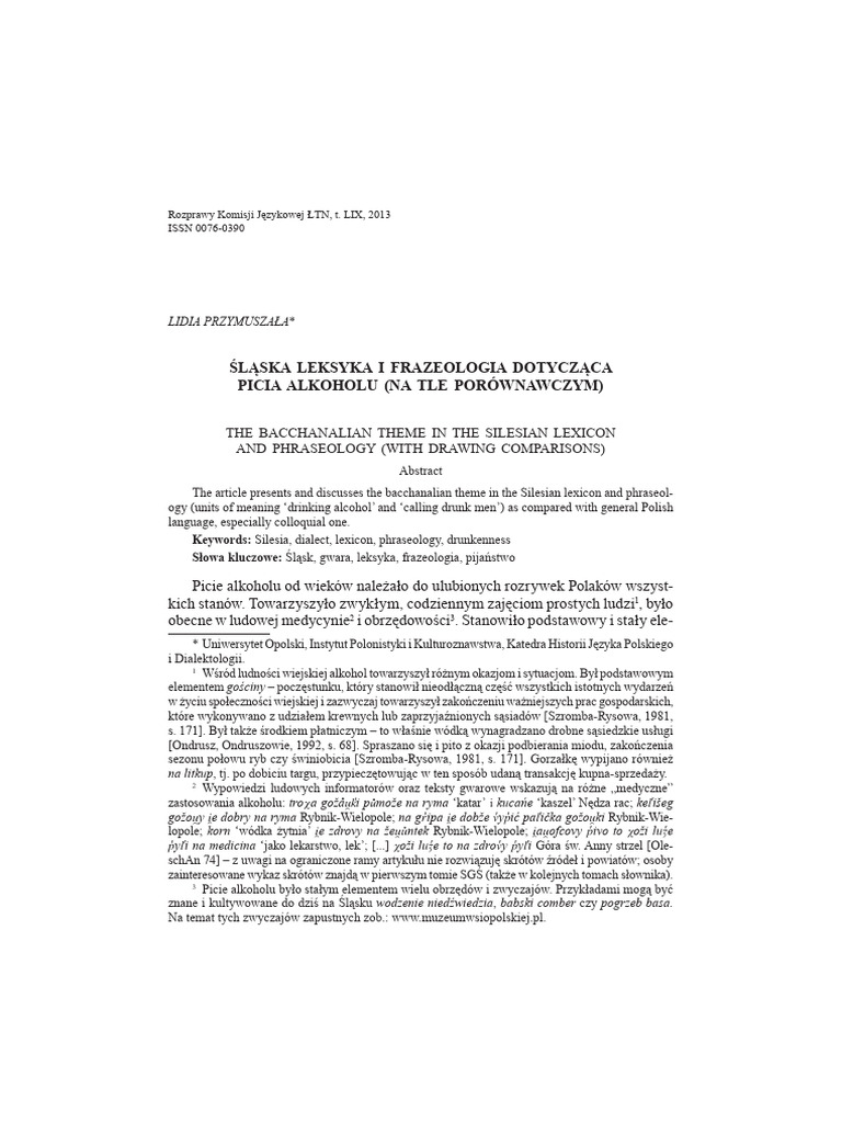 Śląska Leksyka I Frazeologia Dotycz | PDF