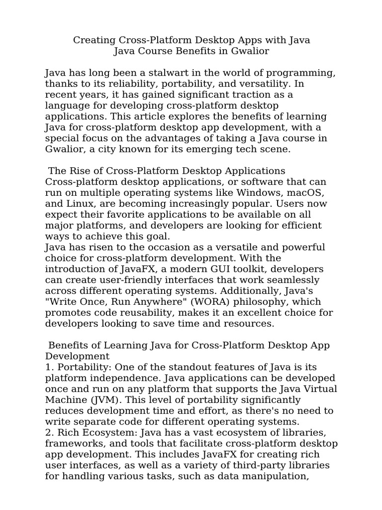 Creating Cross-Platform Desktop Apps With Java Java Course Benefits in ...