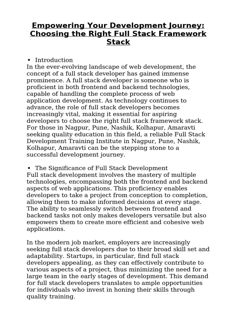 Empowering Your Development Journey Choosing The Right Full Stack ...