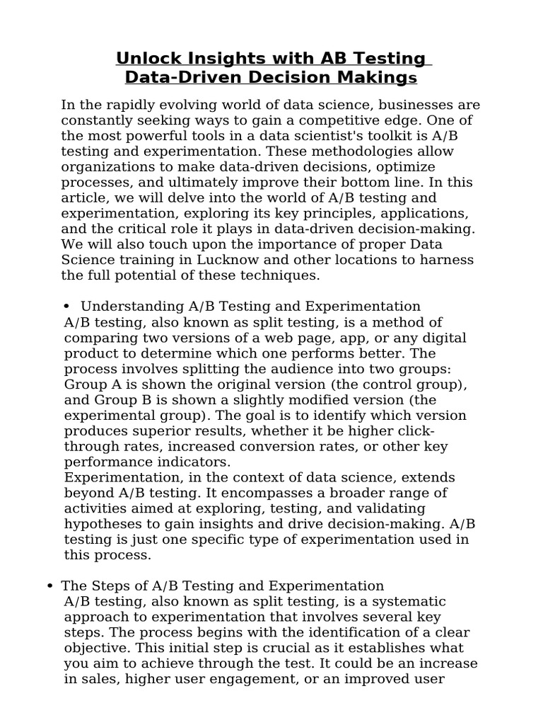 Unlock Insights With AB Testing Data-Driven Decision Making | PDF ...