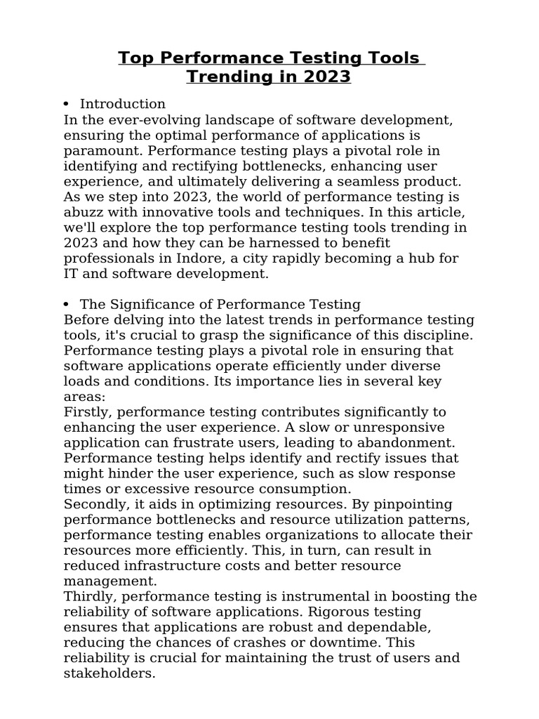 Top Performance Testing Tools Trending in 2023 | PDF | Software Testing ...