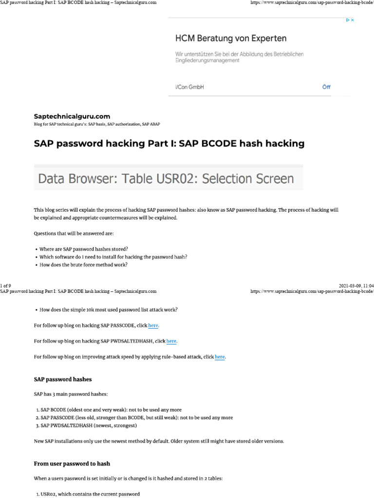 CrackingSAP-Pwd 001 | PDF | Password | Espionage Techniques