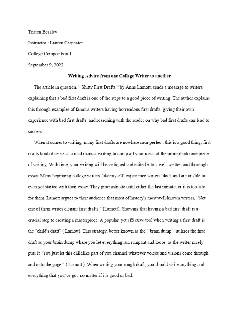 TB Good Writing Advice Essay Rough Draft | PDF | Career & Growth