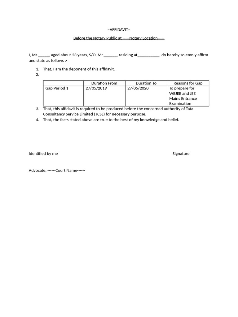 Affidavit for TCSL Application | PDF | Law