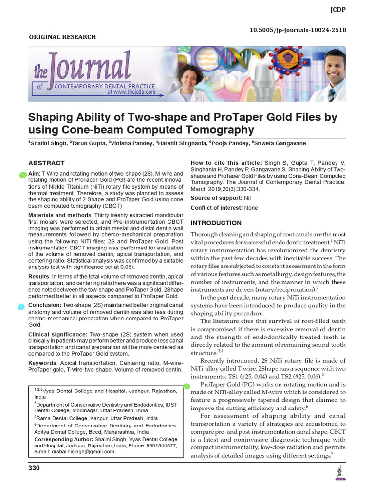 2019 2 Shape & Protaper Gold | PDF | Medical Specialties | Dentistry