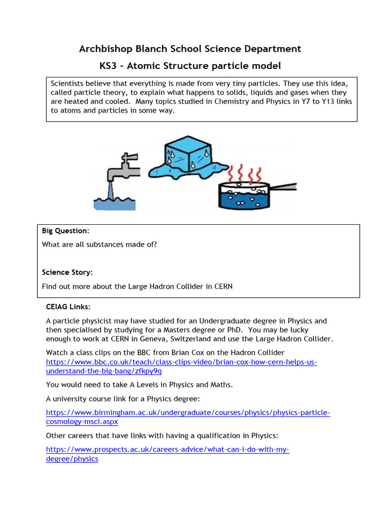 KS3 Science: Atomic Structure Basics | PDF | Large Hadron Collider ...