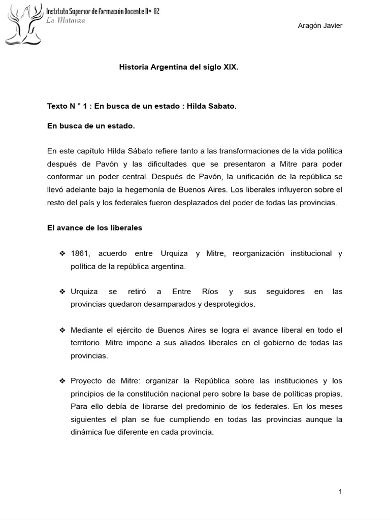 Construcción del Estado Argentino | PDF | Economias