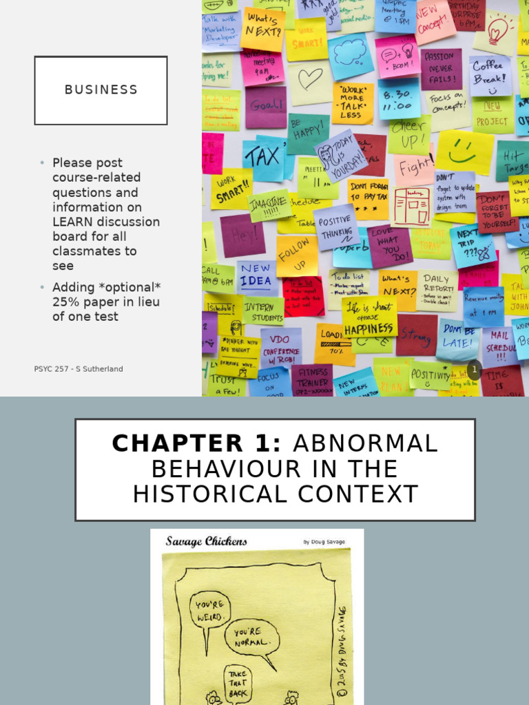 Week 1 - Lecture 2 - Abnormal Behaviour in Historical Context - W2023 - Learn | PDF ...
