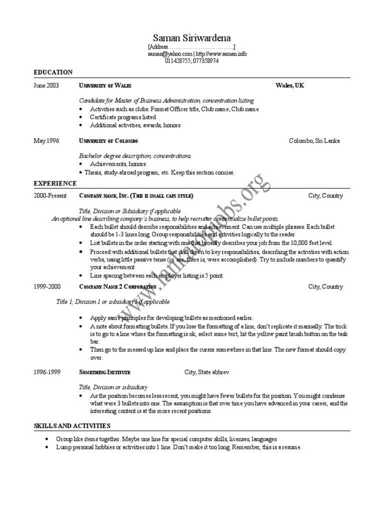 General CV Format 8 | PDF