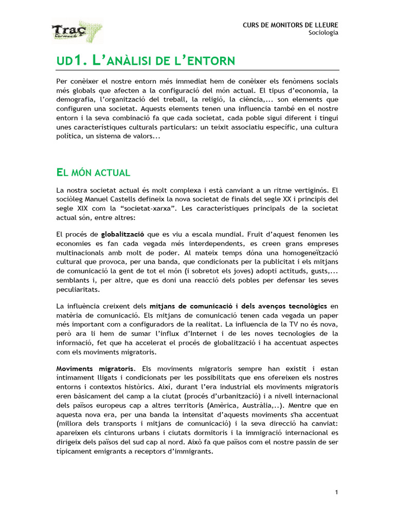 UD1. Documentació de Consulta Sociologia | PDF