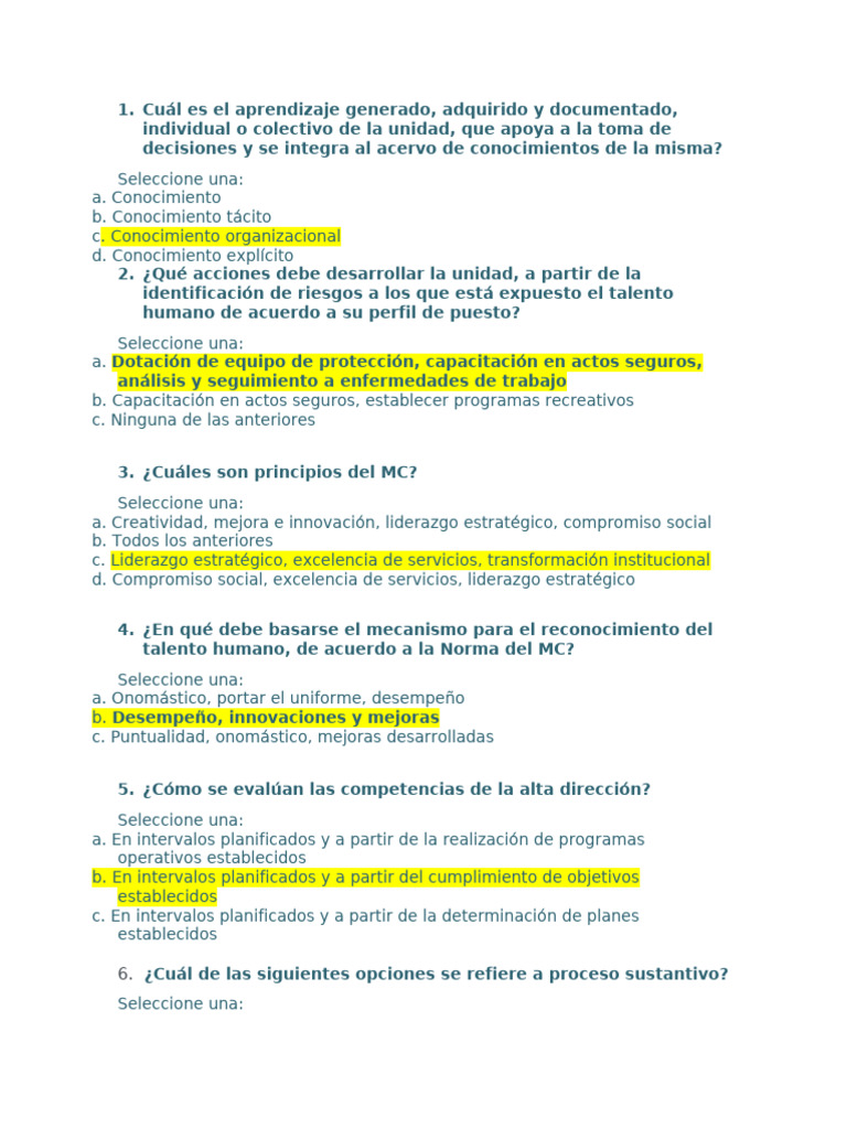 Examen MC | PDF | Planificación | Evaluación