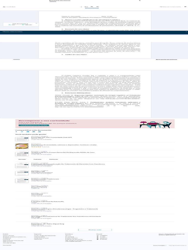 Marcos e Eventos Significativos Da Abordagem Cognitiva - PDF ...