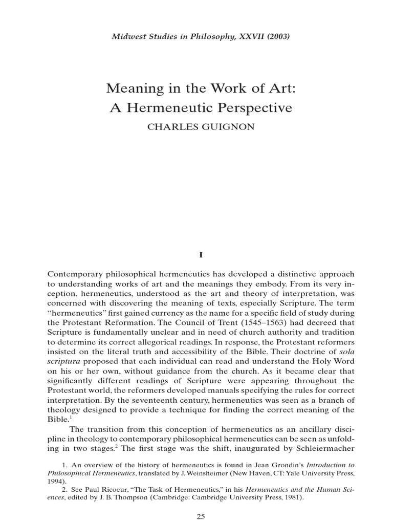 Art Interpretation for Philosophers | PDF | Hermeneutics | Experience