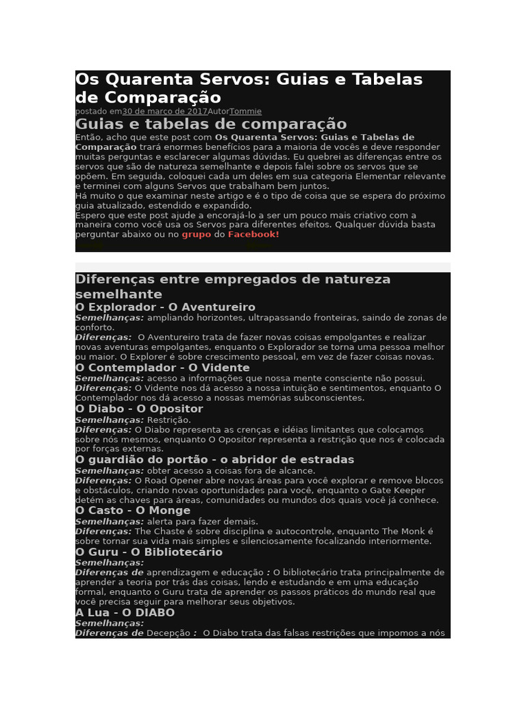 Guias e Comparações dos Quarenta Servos | PDF | Amor | Aprendizado