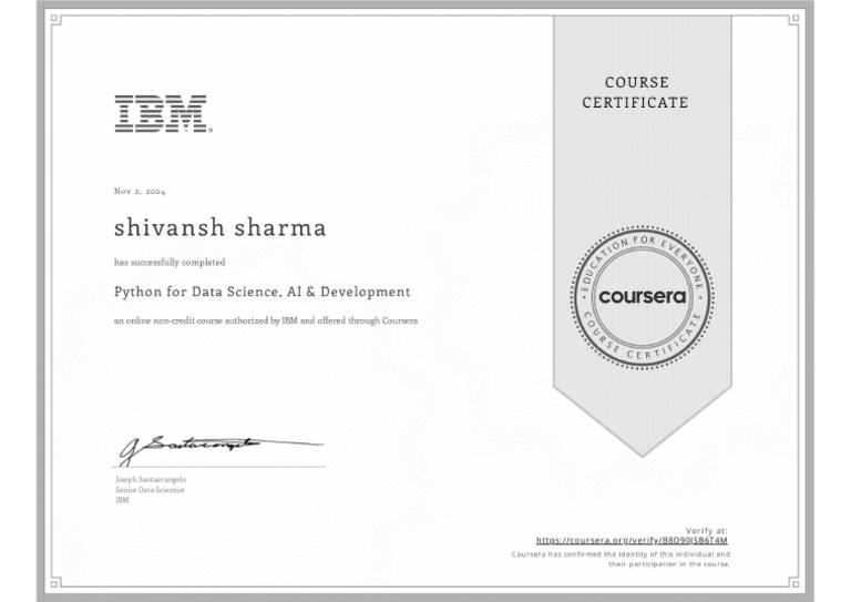 Coursera Certificate | PDF