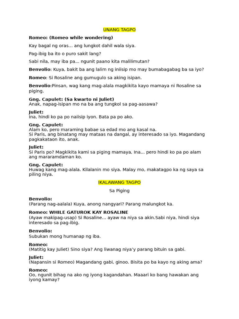 Romeo and Juliet Script | PDF