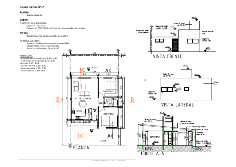 Diseño de Planta y Cortes Arquitectónicos | PDF