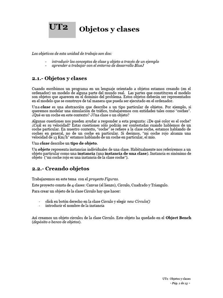 UT2 Objetos y Clases | PDF | Objeto (informática) | Poco