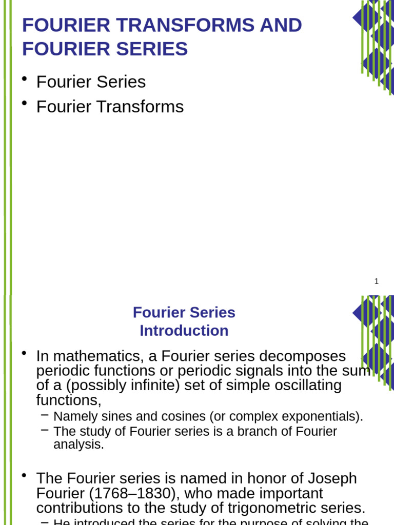 Lecture 3 - Fourier Series & Fourier Transform | PDF | Fourier Series ...