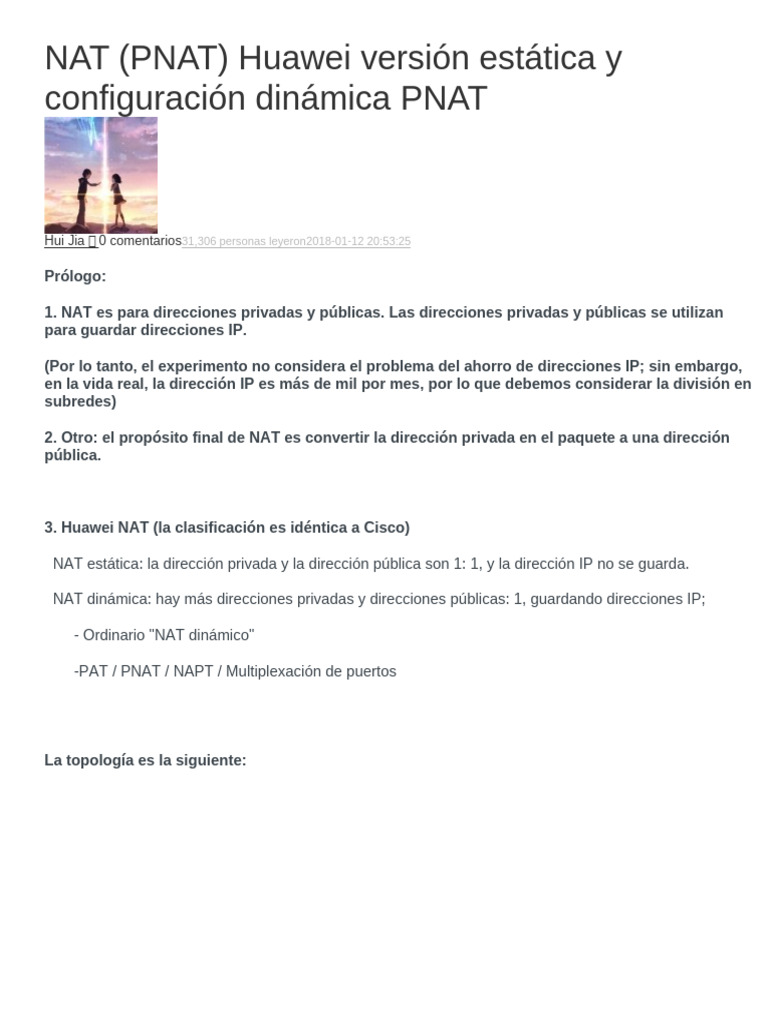 NAT Huawei Español | PDF | Dirección IP | Arquitectura de internet