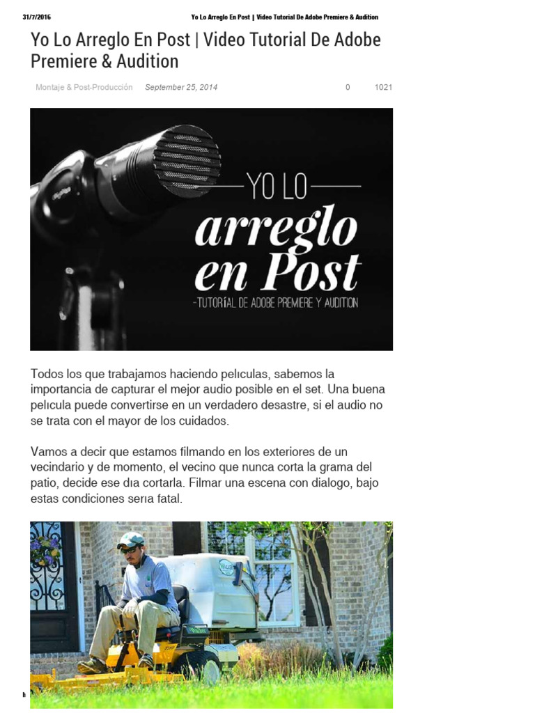 Yo Lo Arreglo en Post - Video Tutorial de Adobe Premiere & Audition | PDF
