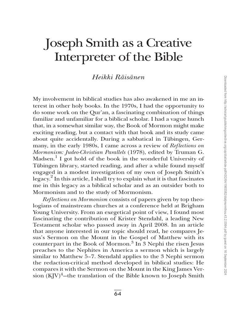 Biblical Insights on Joseph Smith | PDF | Jesus | Bible