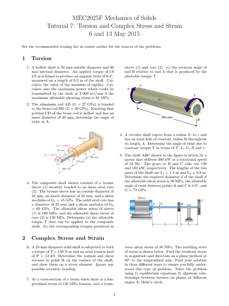tut1 | PDF | Stress (Mechanics) | Mechanics