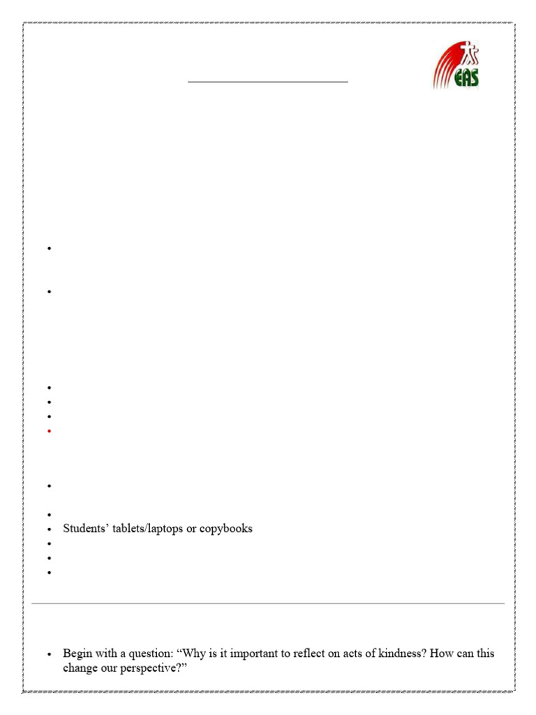 Acts of Kindness Lesson Plan | PDF | Essays | Lesson Plan