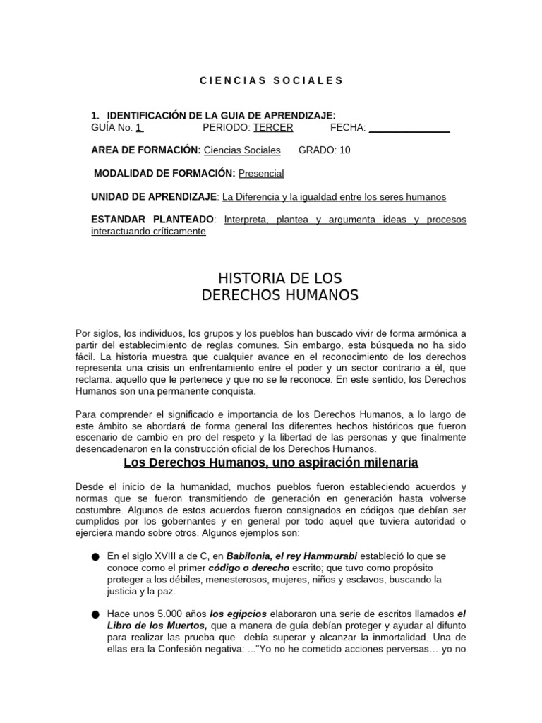 Taller Derechos Humanos 10 | PDF | Derechos humanos | Derechos