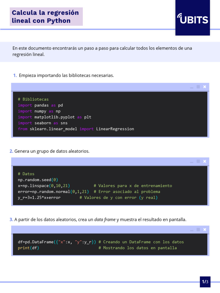 Calcula La Regresion Lineal Con Python | PDF | Regresión lineal | Análisis de regresión
