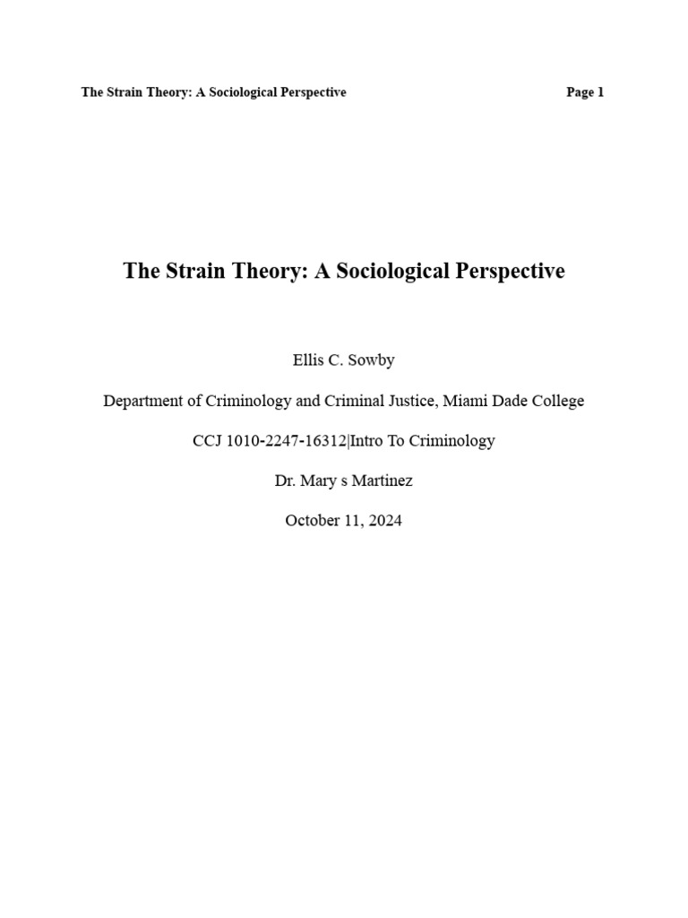 The Strain Theory Paper | PDF | Deviance (Sociology) | Crimes