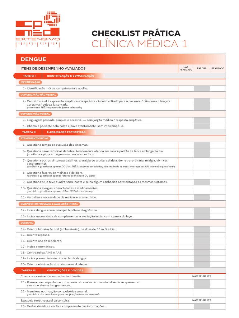 Clínica Médica 1: Checklist Prática | PDF | Remédio | Doenças e distúrbios