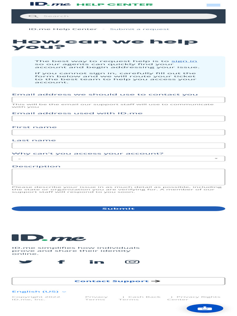 Help Form - Cannot Sign in | PDF