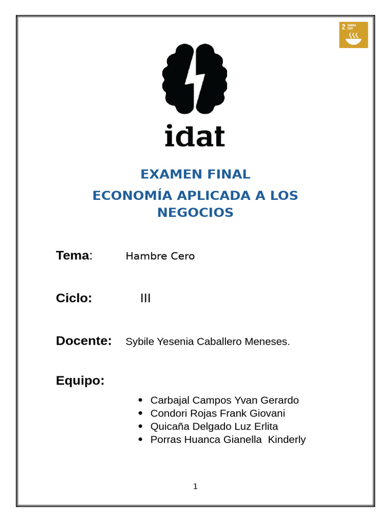 Final Economia | PDF | Hambre | Desnutrición