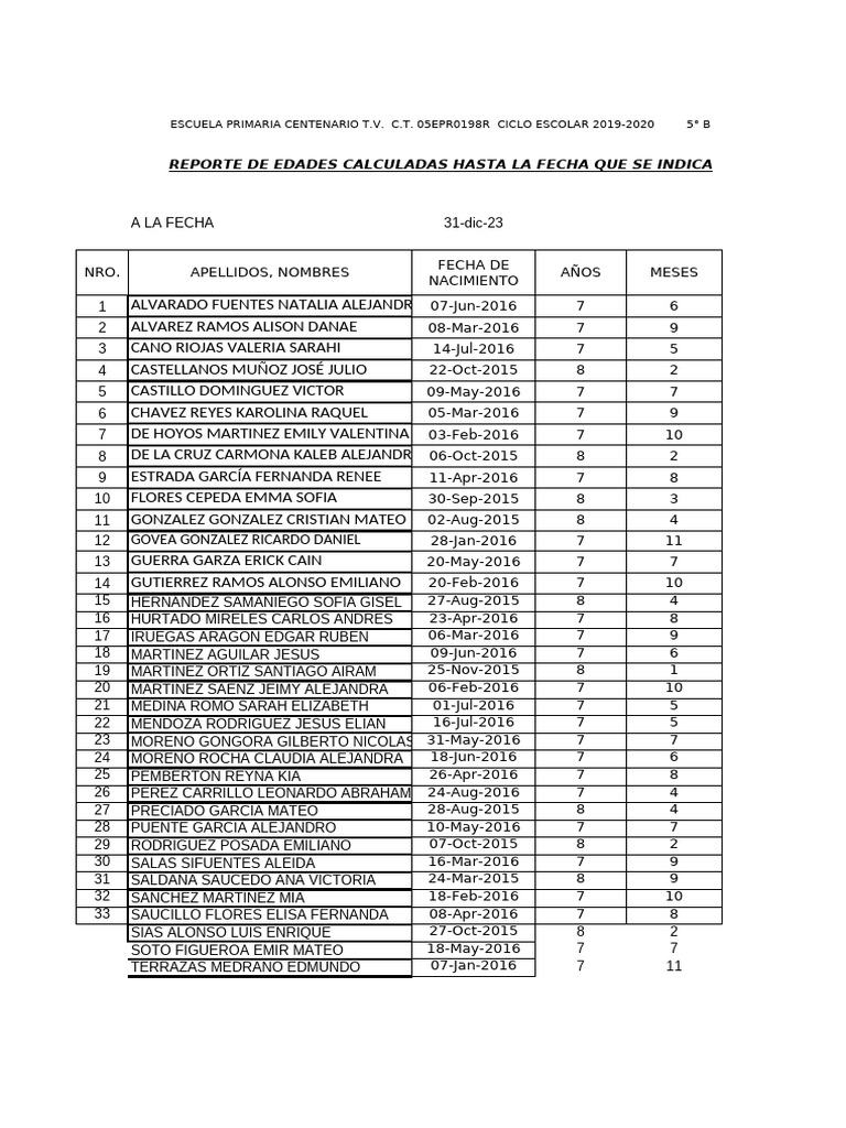 Copia de CALCULO DE EDADES 23+24 | PDF | Microsoft Excel | Computación ...