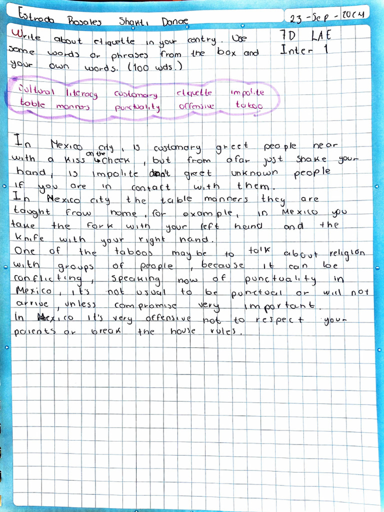 1P Writing Eval-Estrada Rosales Shakti Danae | PDF